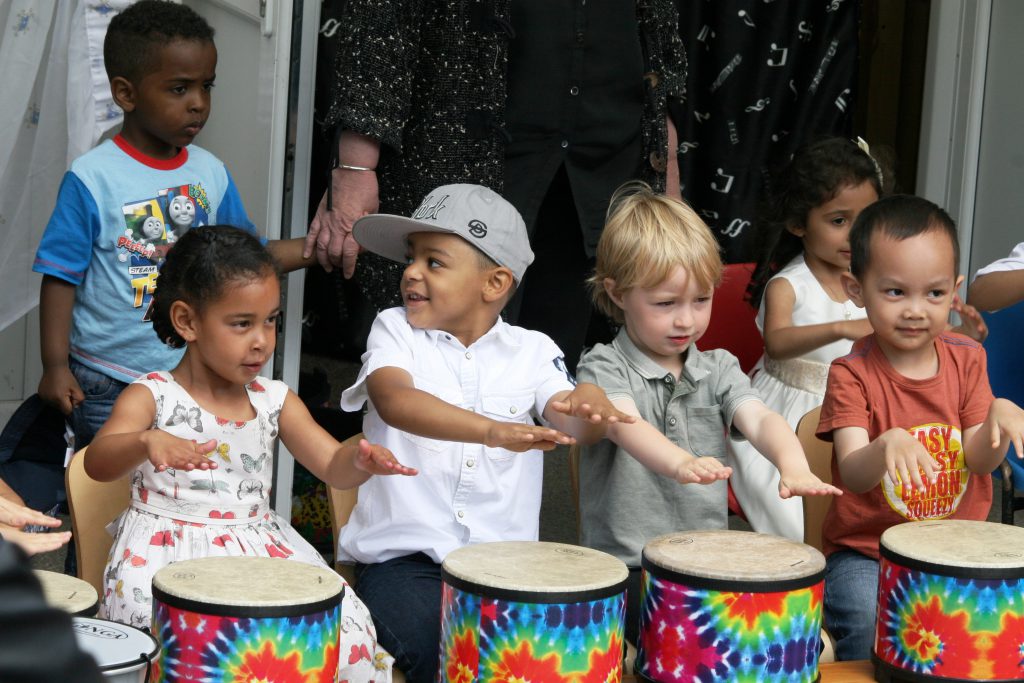 kids drumming - Abercromby Nursery School